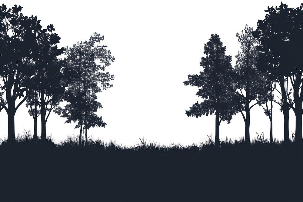 Silhouette vector forest border landscape | Free Photo Illustration ...