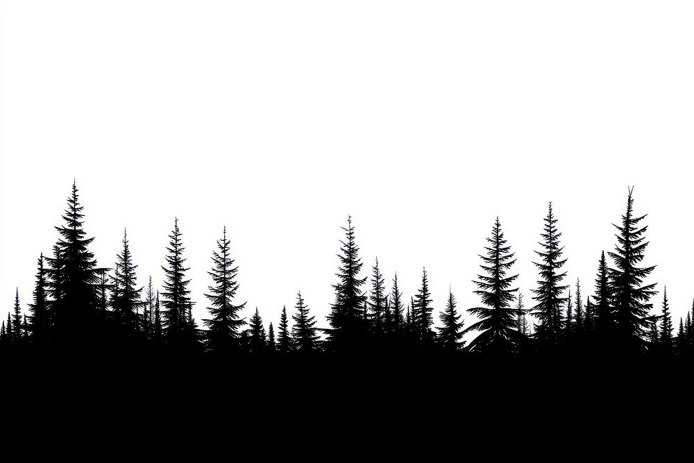 Silhouette vector forest border nature | Free Photo Illustration - rawpixel