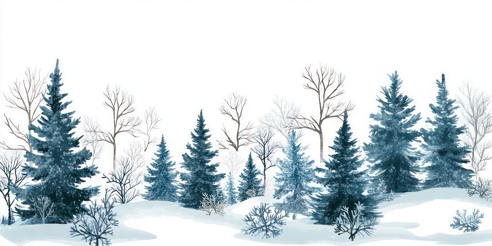 Winter Forest border illustration landscape | Free Photo Illustration ...