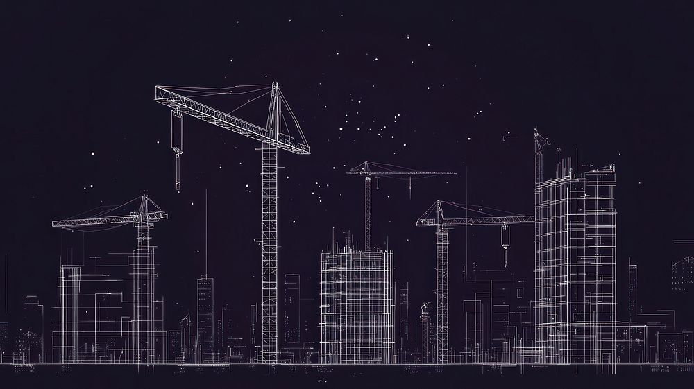 Digital construction cranes and buildings | Free Photo Illustration ...
