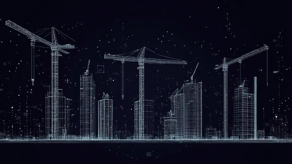 Digital construction cranes and buildings | Free Photo Illustration ...