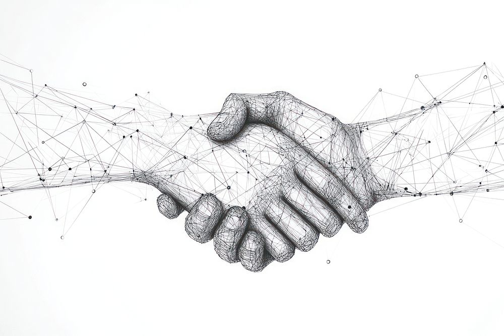 Digital handshake network illustration | Free Photo Illustration - rawpixel