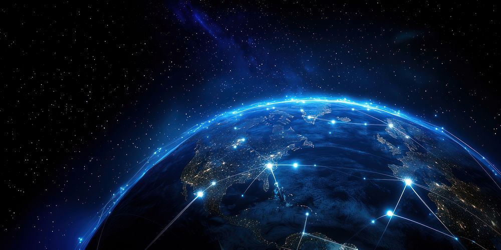 Global connectivity illuminated space | Free Photo Illustration - rawpixel