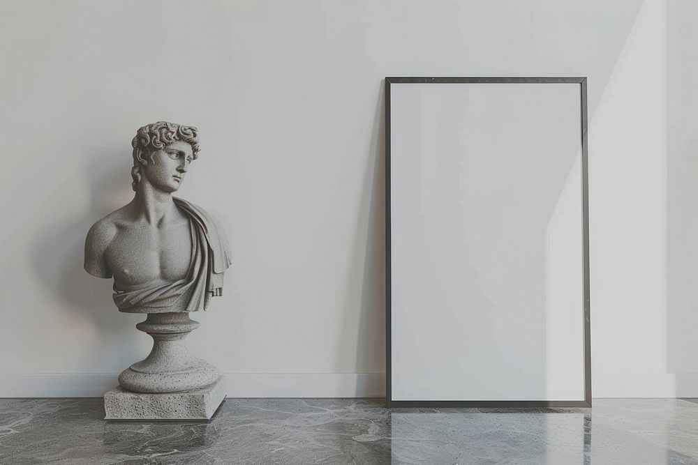 Classical bust with blank frame | Premium Photo - rawpixel