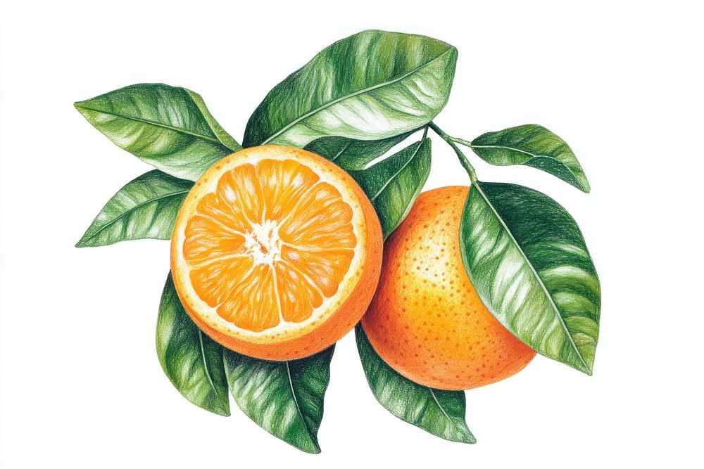Ripe mandarin leaves illustration produce | Free Photo Illustration ...