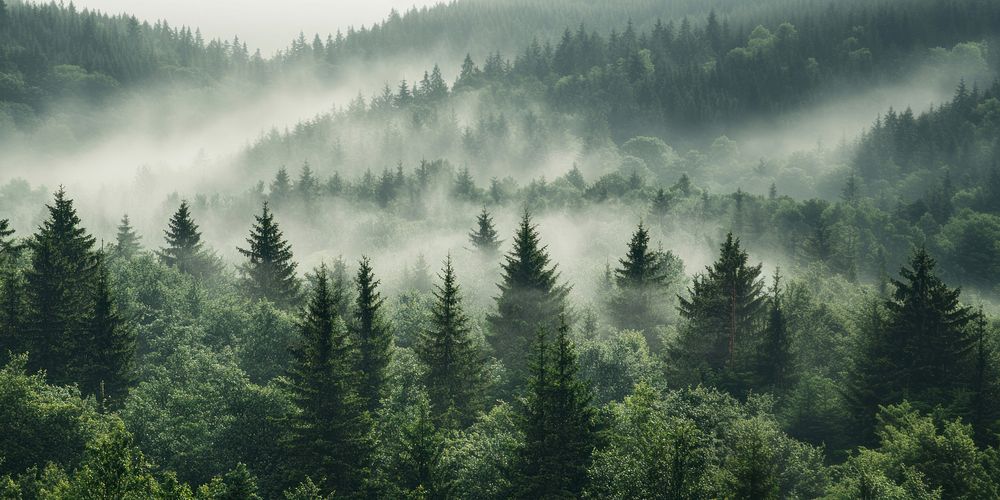 Real forest land mist fir. | Free Photo - rawpixel