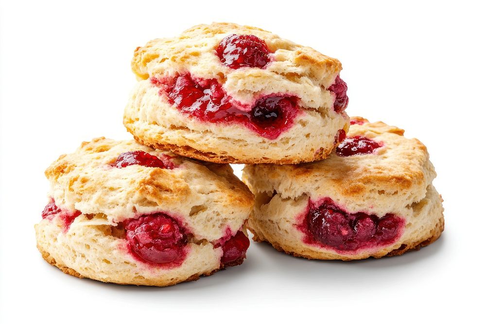 Three raspberry classic scones pastries | Free Photo - rawpixel