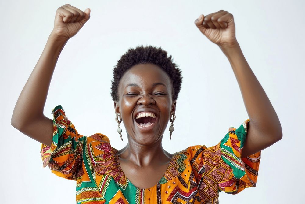 Joyful woman celebrating with enthusiasm | Free Photo - rawpixel