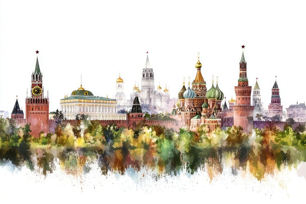 Kremlin Russia landmarks architecture illustration. | Free Photo ...