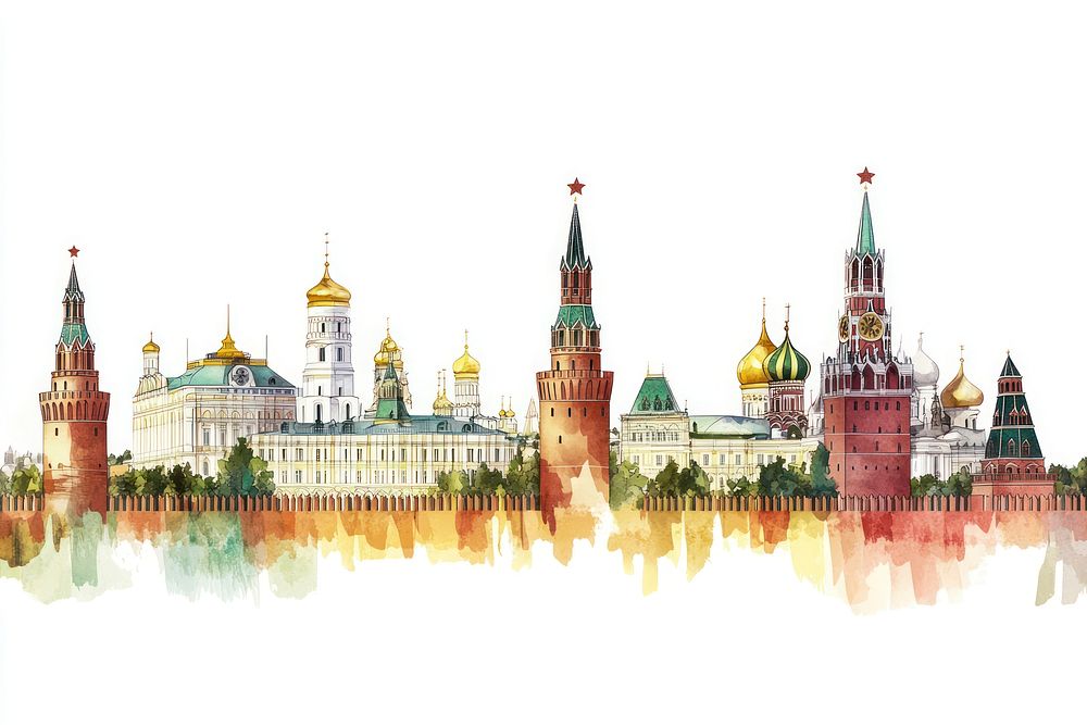 Kremlin Russia landmarks architecture illustration. | Free Photo ...