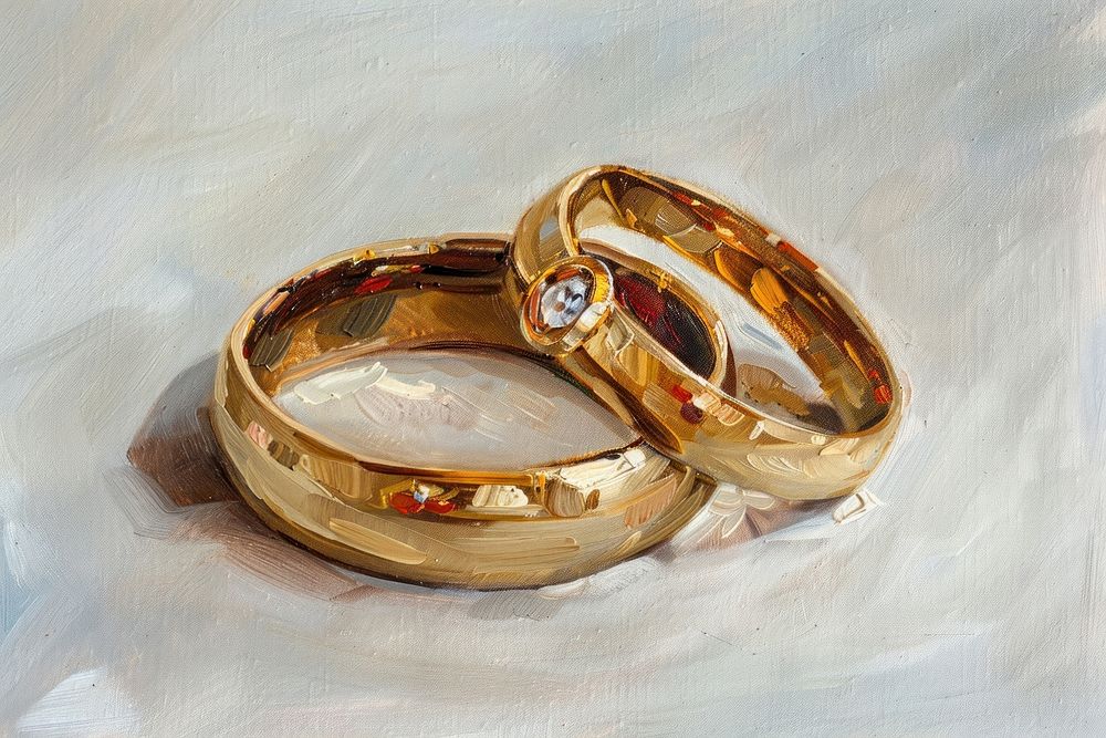 Wedding ring rings painting jewelry. | Free Photo Illustration - rawpixel