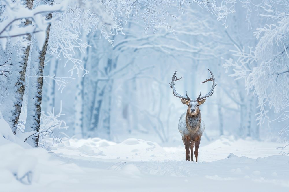 Male stag snow wildlife antelope. | Premium Photo - rawpixel