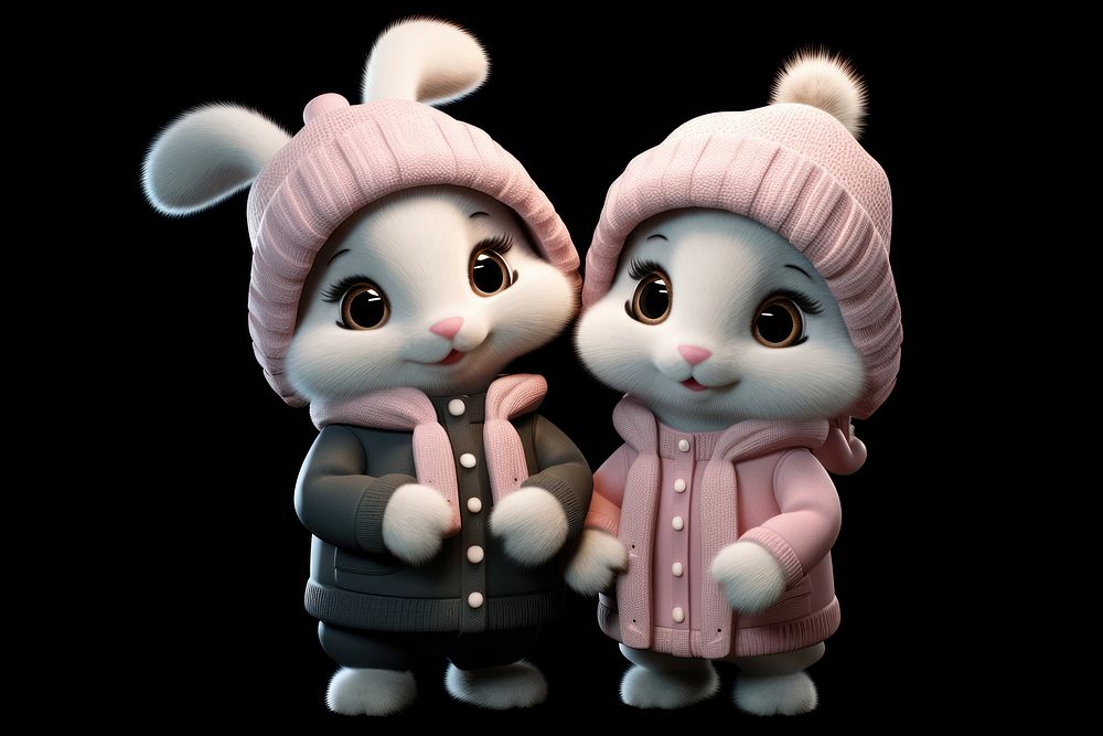 Adorable winter bunnies in hats | Free Photo - rawpixel