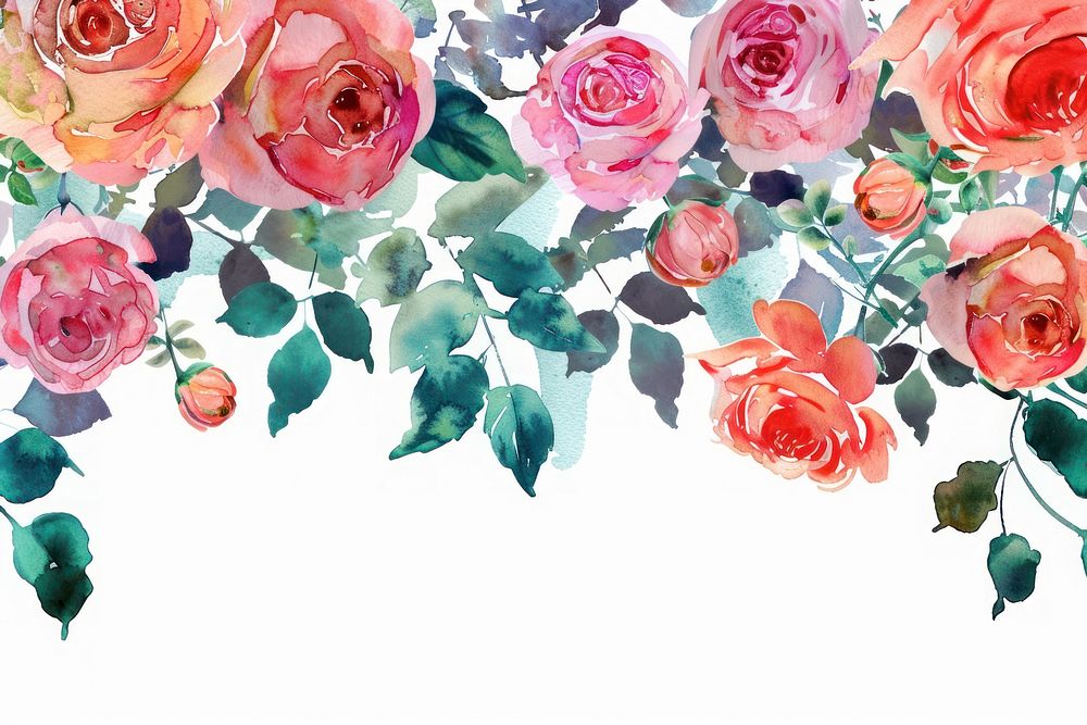Vibrant watercolor floral border | Free Photo Illustration - rawpixel