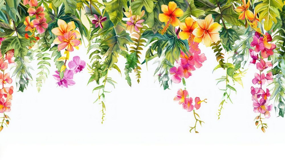 Vibrant tropical floral border illustration | Free Photo Illustration ...