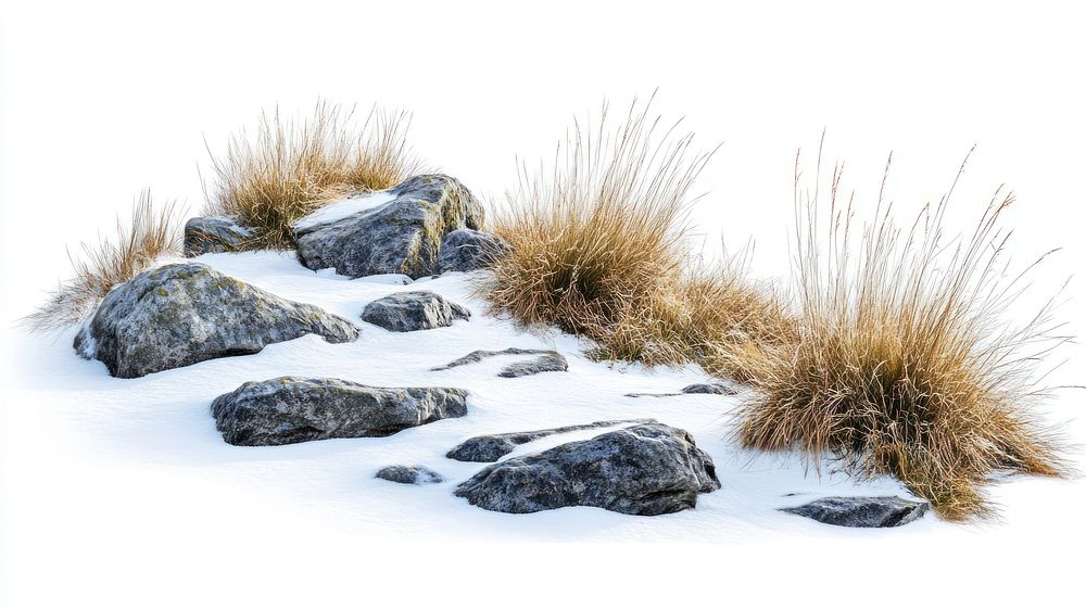 Rocky snowy grass field vegetation | Free Photo - rawpixel