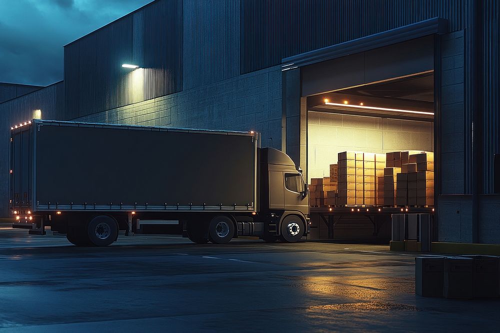 Truck unloading boxes warehouse truck | Free Photo - rawpixel
