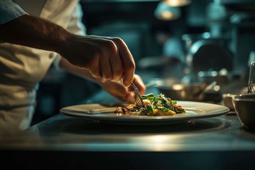 chef plating food plate restaurant | Free Photo - rawpixel