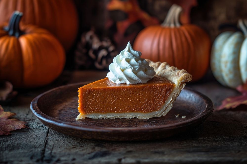 Slice pumpkin pie whipped cream | Free Photo - rawpixel