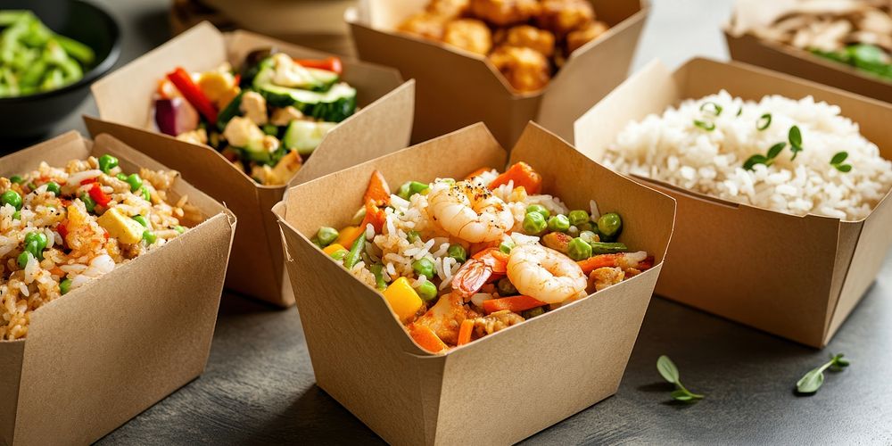 Variety food brown paper takeout | Free Photo - rawpixel