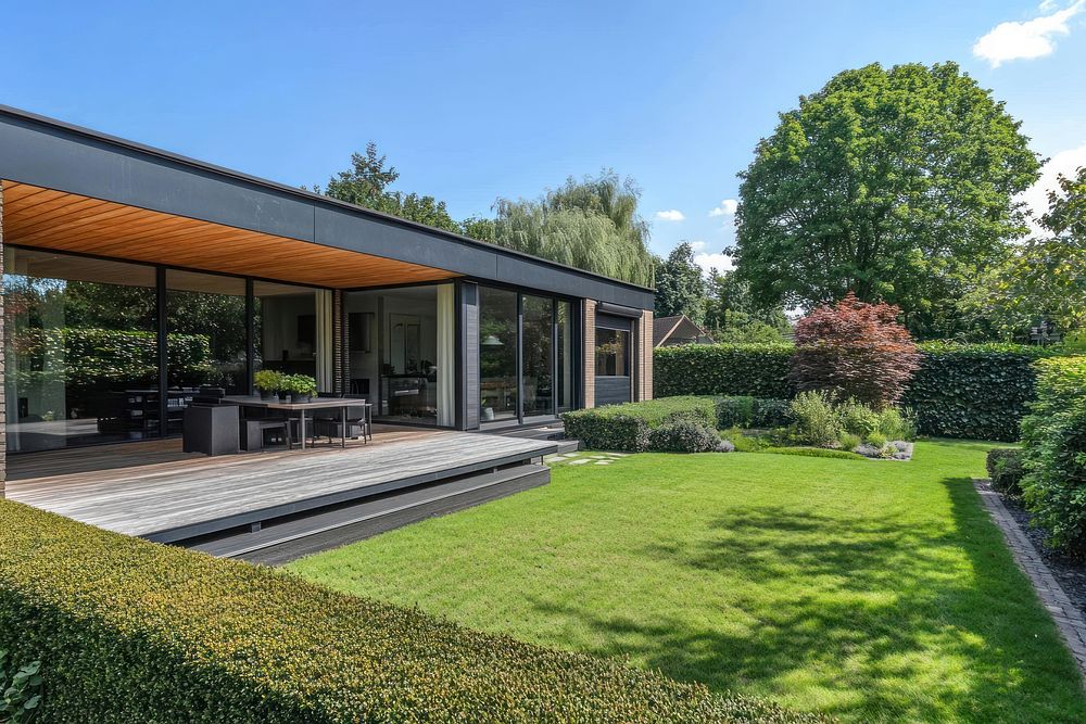 Modern house backyard lawn architecture | Free Photo - rawpixel