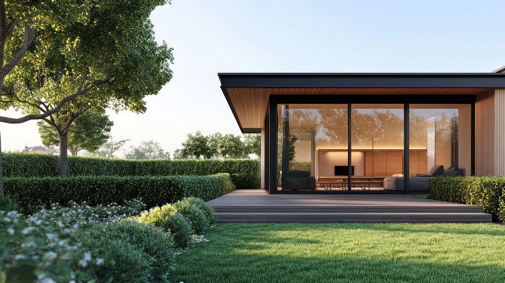 Modern house backyard lawn architecture | Free Photo - rawpixel