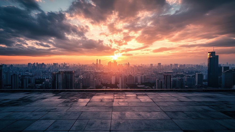 Concrete roof top cityscape sky | Free Photo - rawpixel