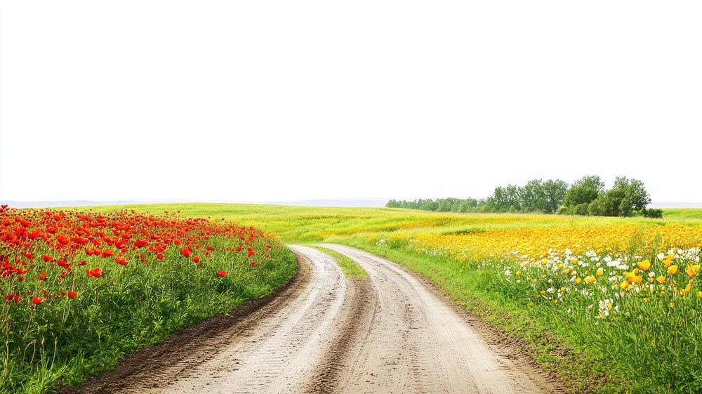 Country road flower fields flowers | Free Photo - rawpixel