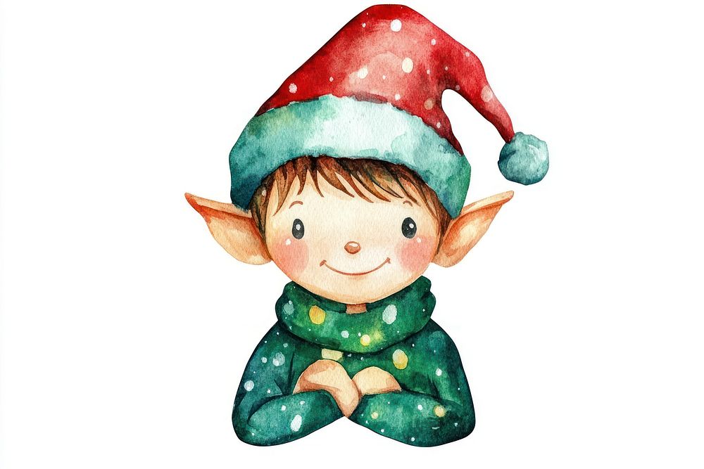 Christmas elf watercolor hand-painted illustration. | Free Photo ...