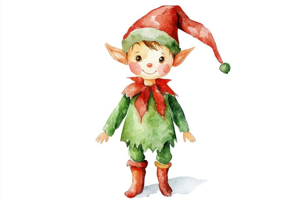 Christmas elf watercolor illustration hand-painted. | Free Photo ...