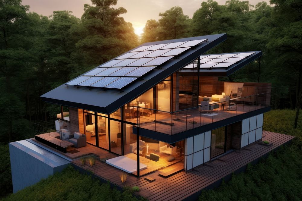 Solar panels house architecture modern. | Free Photo - rawpixel