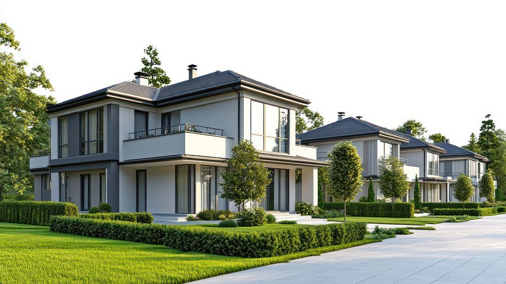 Modern suburb houses lawn architecture | Free Photo - rawpixel