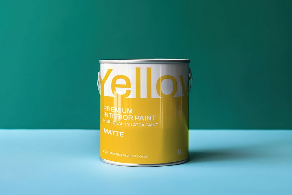 Premium matte yellow paint can | Premium PSD Mockup - rawpixel
