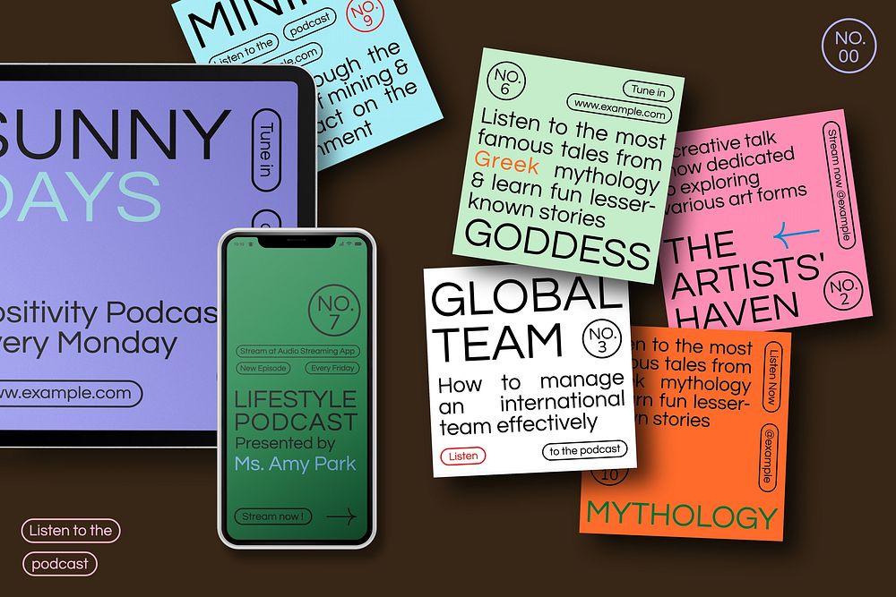 Colorful podcast promotional social media | Free Photo - rawpixel