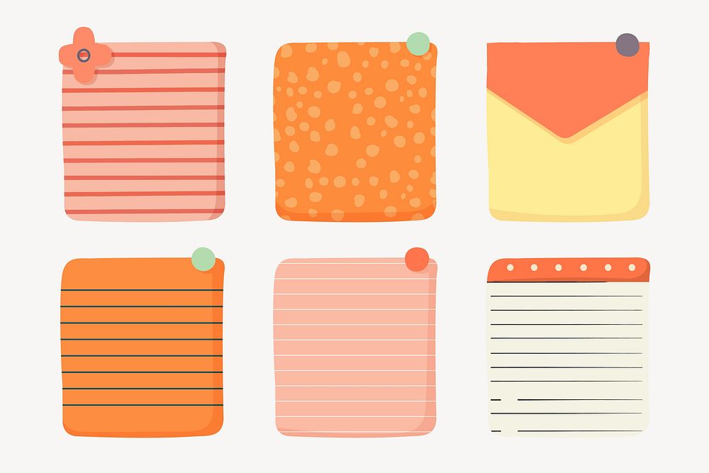 Cute paper notes illustration vector | Free Vector - rawpixel