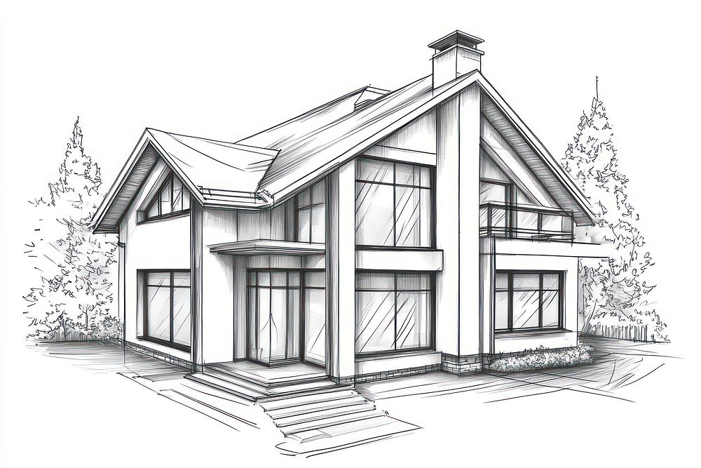 Modern architectural house sketch | Free Photo Illustration - rawpixel