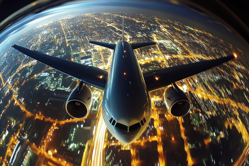Airplane flight night photography cityscape | Free Photo - rawpixel