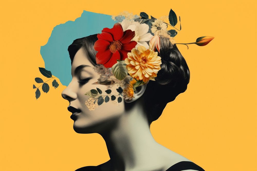 Floral head profile art | Free Photo Illustration - rawpixel