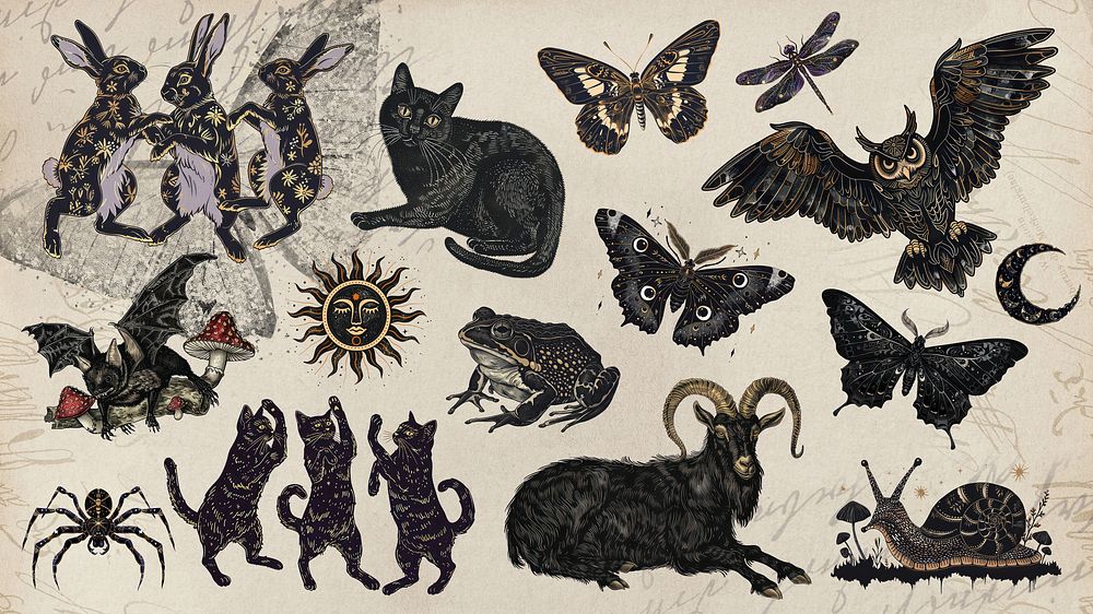 Whimsigoth black animal design element | Free Photo - rawpixel