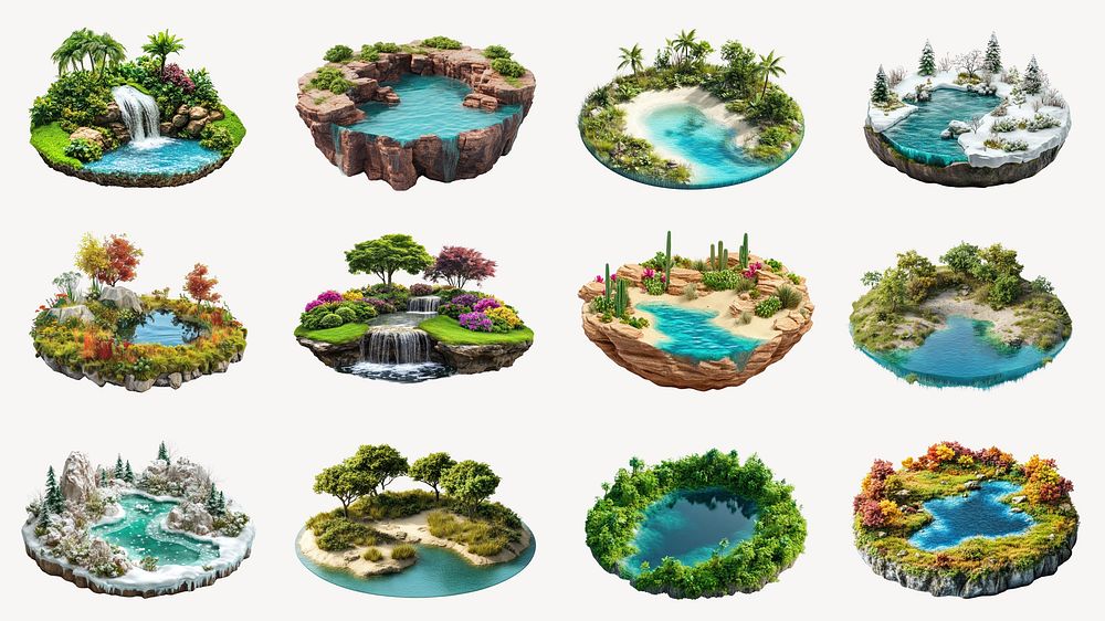 Floating island design element set | Free Photo - rawpixel