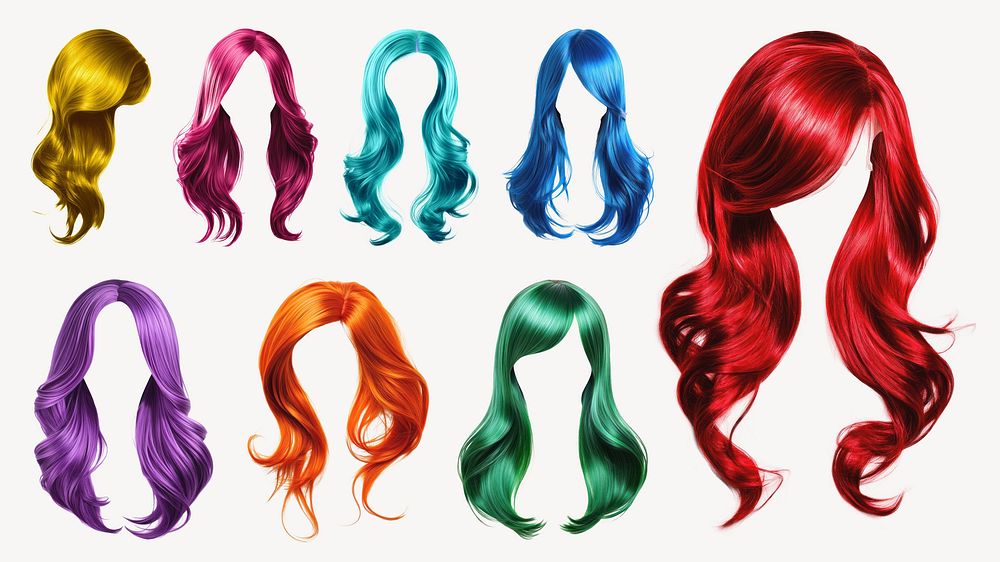 Colorful wig design element set | Free Photo - rawpixel