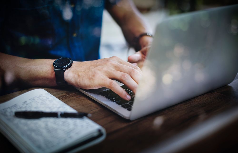 Typing hands laptop notebook writing | Free Photo - rawpixel