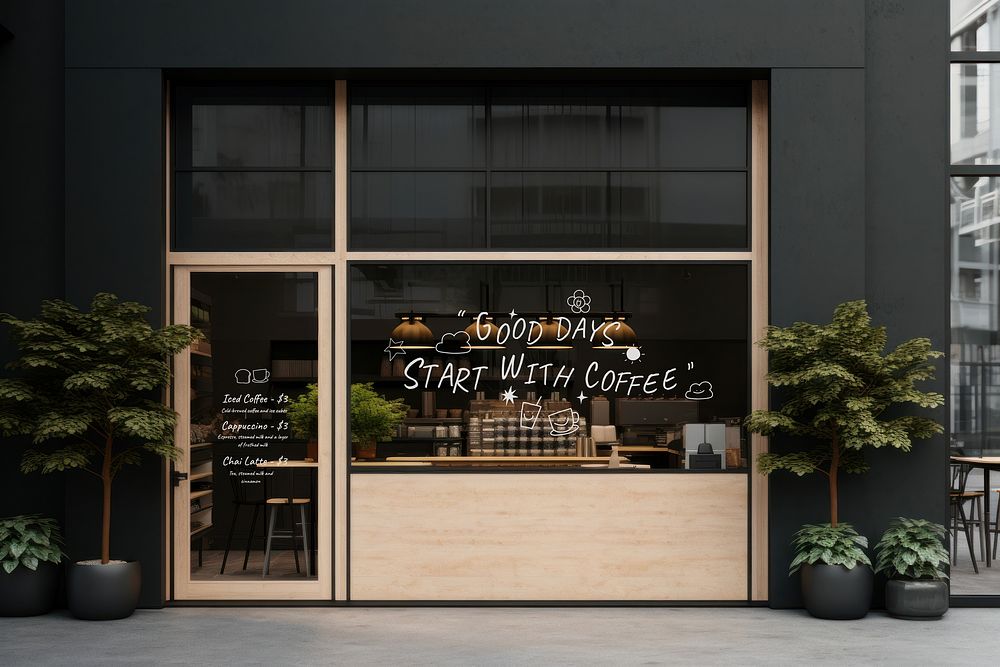 Modern coffee shop exterior view | Free Photo - rawpixel