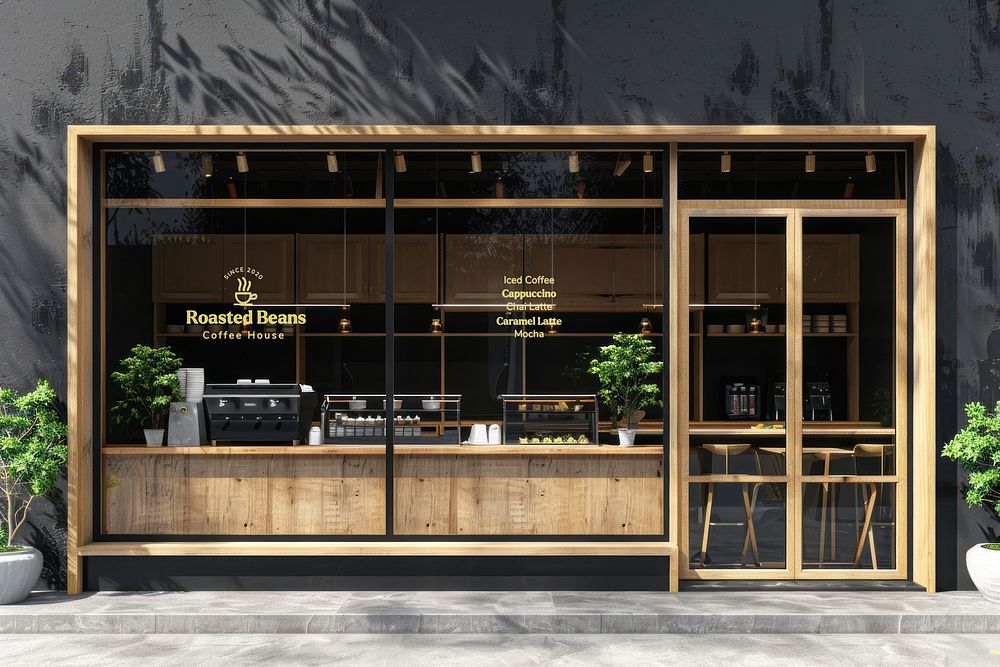 Modern coffee shop glass window | Free Photo - rawpixel