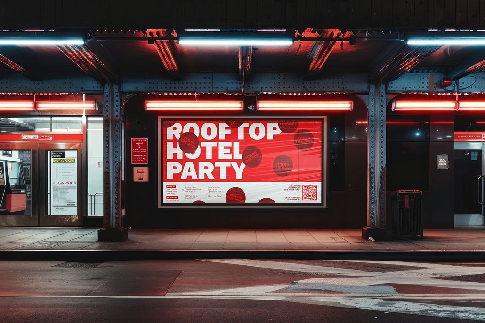 Rooftop hotel party advertisement billboard | Premium PSD Mockup - rawpixel