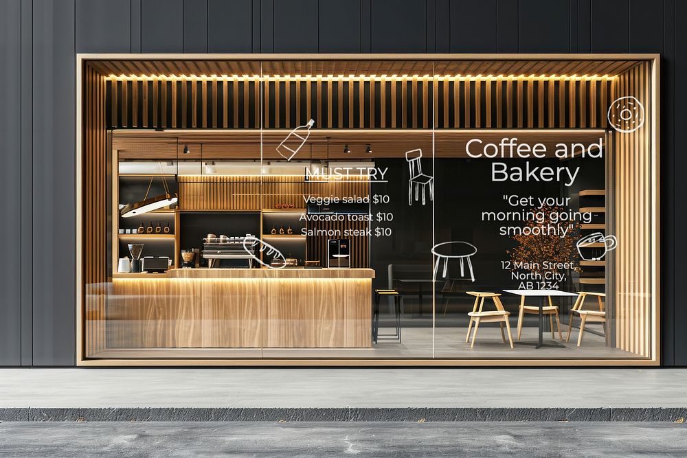 Modern bakery storefront glass window | Free Photo - rawpixel