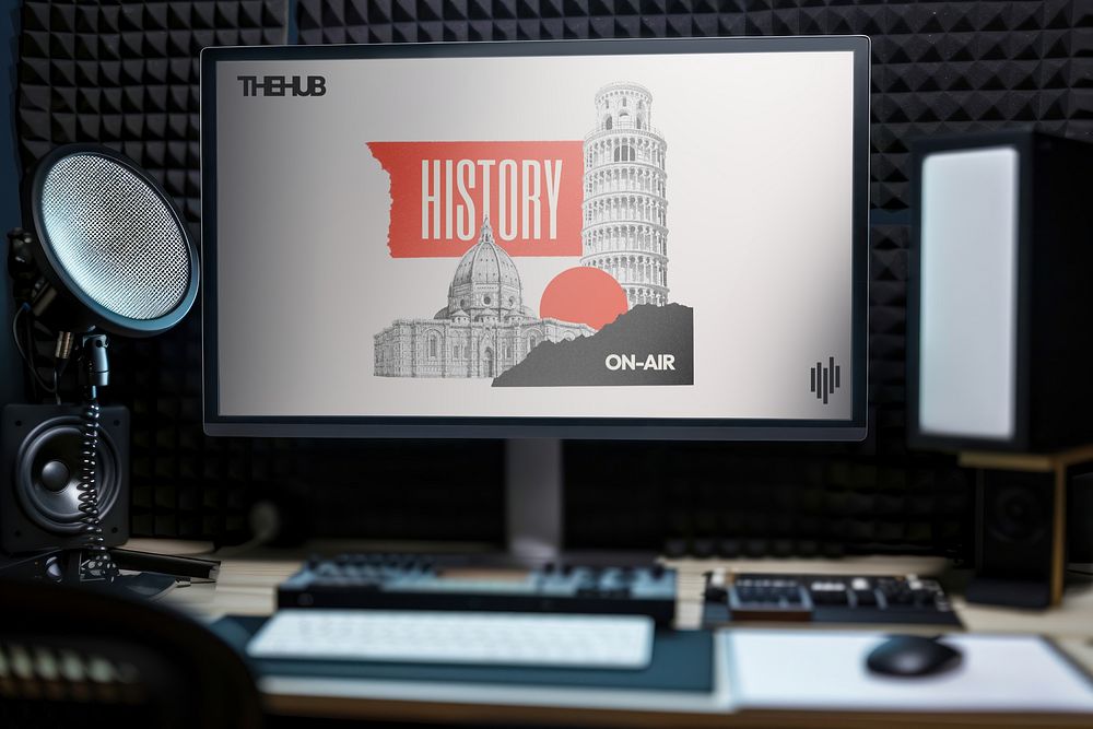 Podcast studio computer screen mockup | Premium PSD Mockup - rawpixel