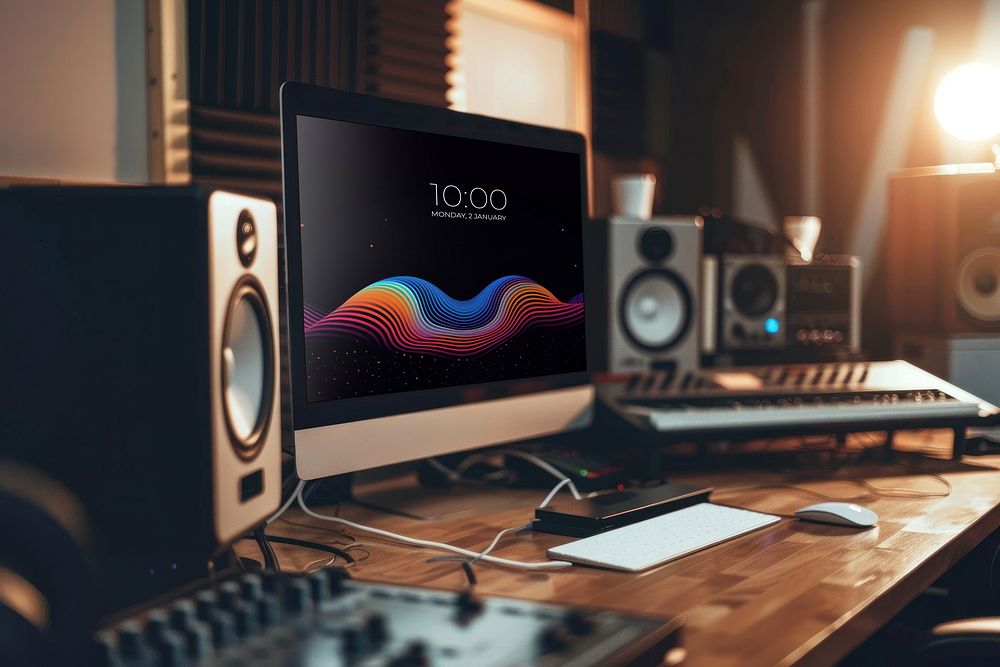 Modern music studio computer screen | Premium PSD Mockup - rawpixel