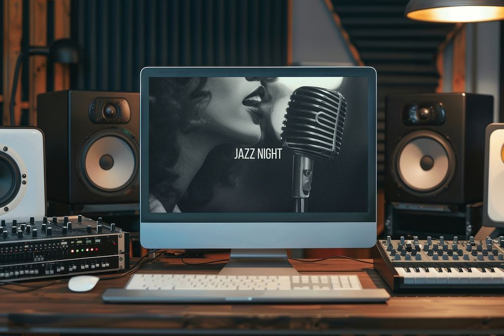 music studio computer screen mockup | Premium PSD Mockup - rawpixel