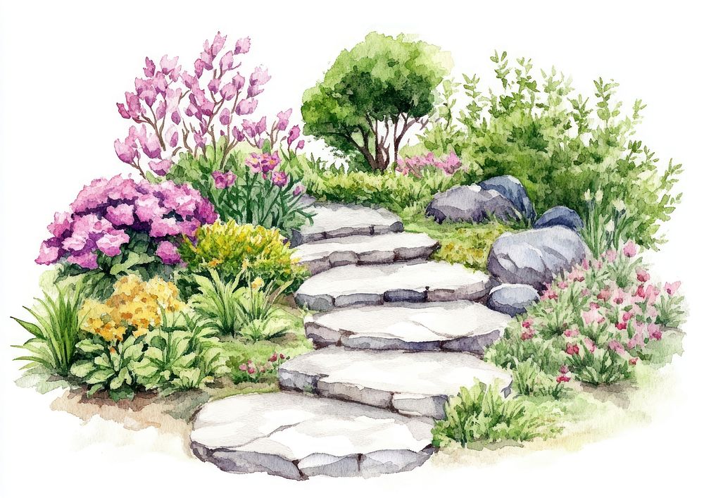 Garden Paths garden path art. | Free Photo Illustration - rawpixel